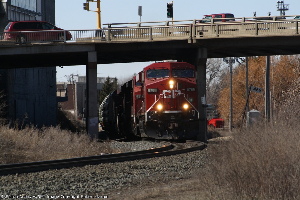 CP 8785 Passes Under Broadway Street